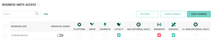 Modify User Group Access